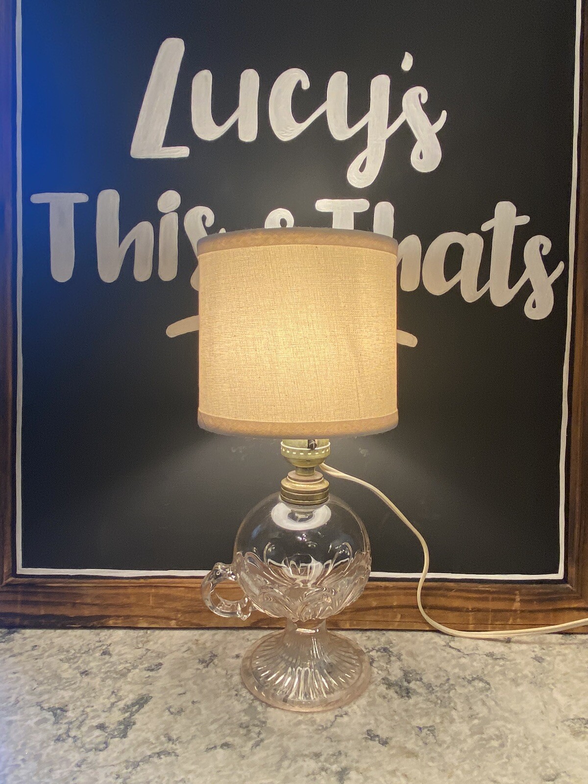 Vtg Pink Depression Glass Oil Lamp Farmhouse Cottage Core Electric | eBay