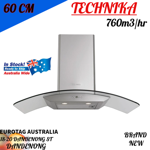 Technika 600mm Stainless Steel & Curved Glass Rangehood BG96A6-2 BRAND ...