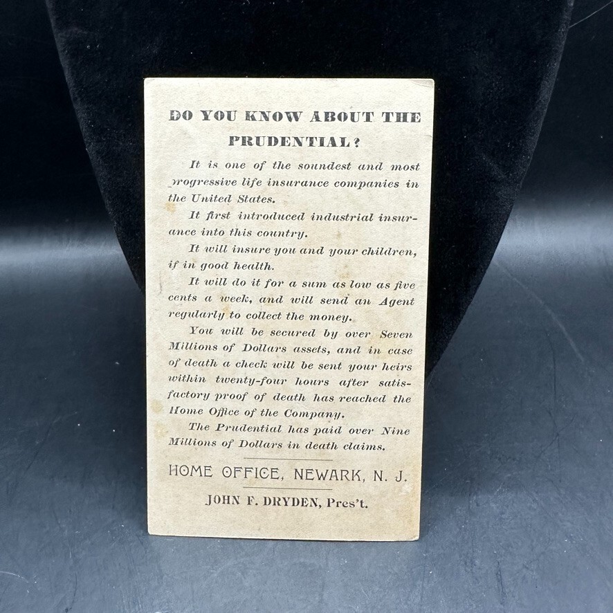 Take Time by the Forelock Prudential Insurance Co Trade Card Newark NJ ...