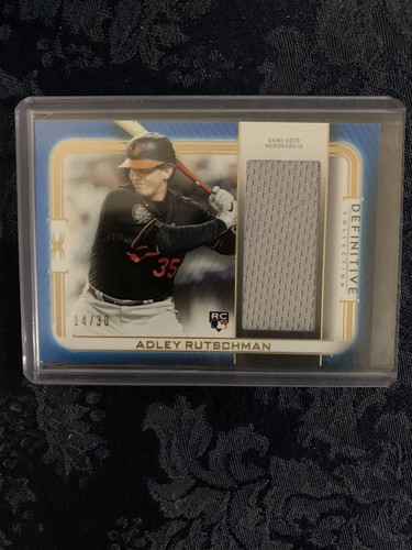 ADLEY RUTSCHMAN 2023 Topps Definitive Blue Jumbo Relic Rookie Card 14/ ...
