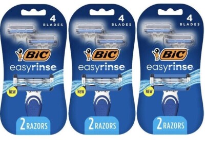 BIC Easy Rinse 4-Blade Refillable Men's Razor W/ 2 Cartridges ( 3 Pack ...