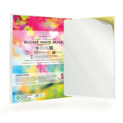 100 x A4 White Glossy Self Adhesive Inkjet Laser Printing Address ...