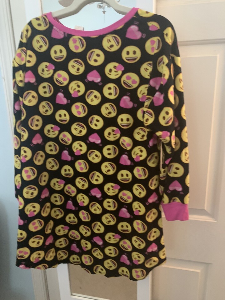 EMOJI girls Pajamas Pjs Sleepwear Dress Clothing Size L 14/16 Black ...