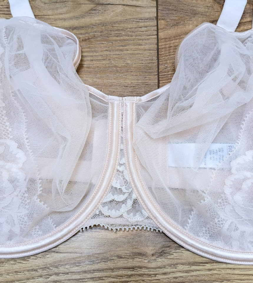 M&S Autograph Rosie Pale Opaline Sheer & Lace Unpadded Wired Balcony ...