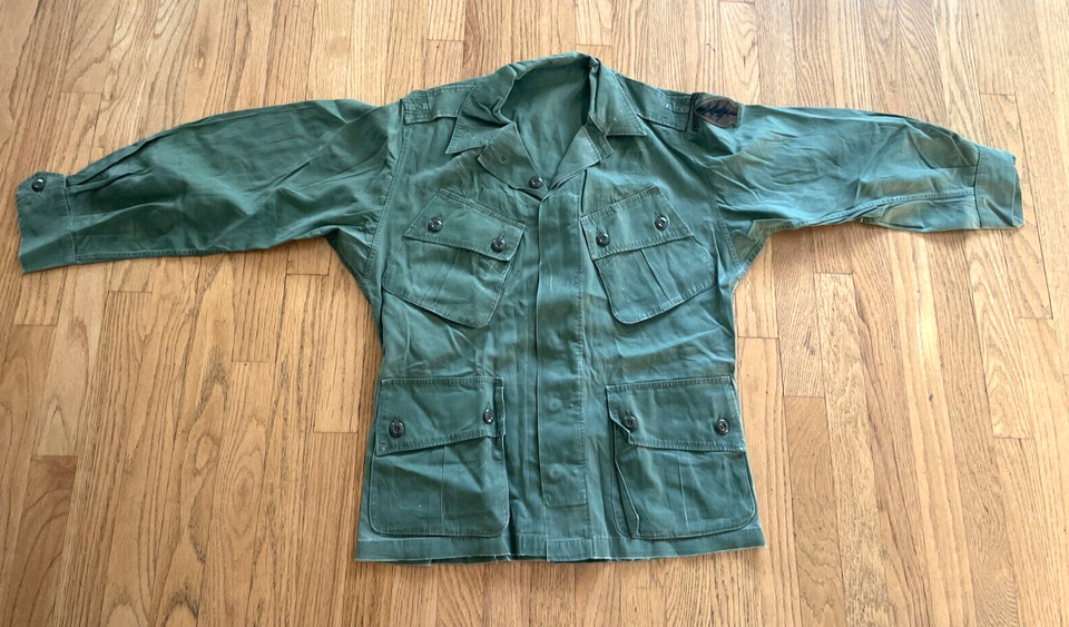 VIETNAM 1ST PATTERN OG-107 COMBAT JUNGLE JACKET POPLIN COTTON W/EXPOSED ...