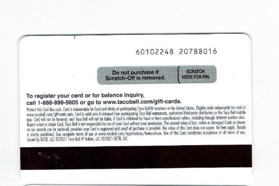 Taco Bell Gift Card - 2021 - Thank You! - Collectible - No Value - I ...