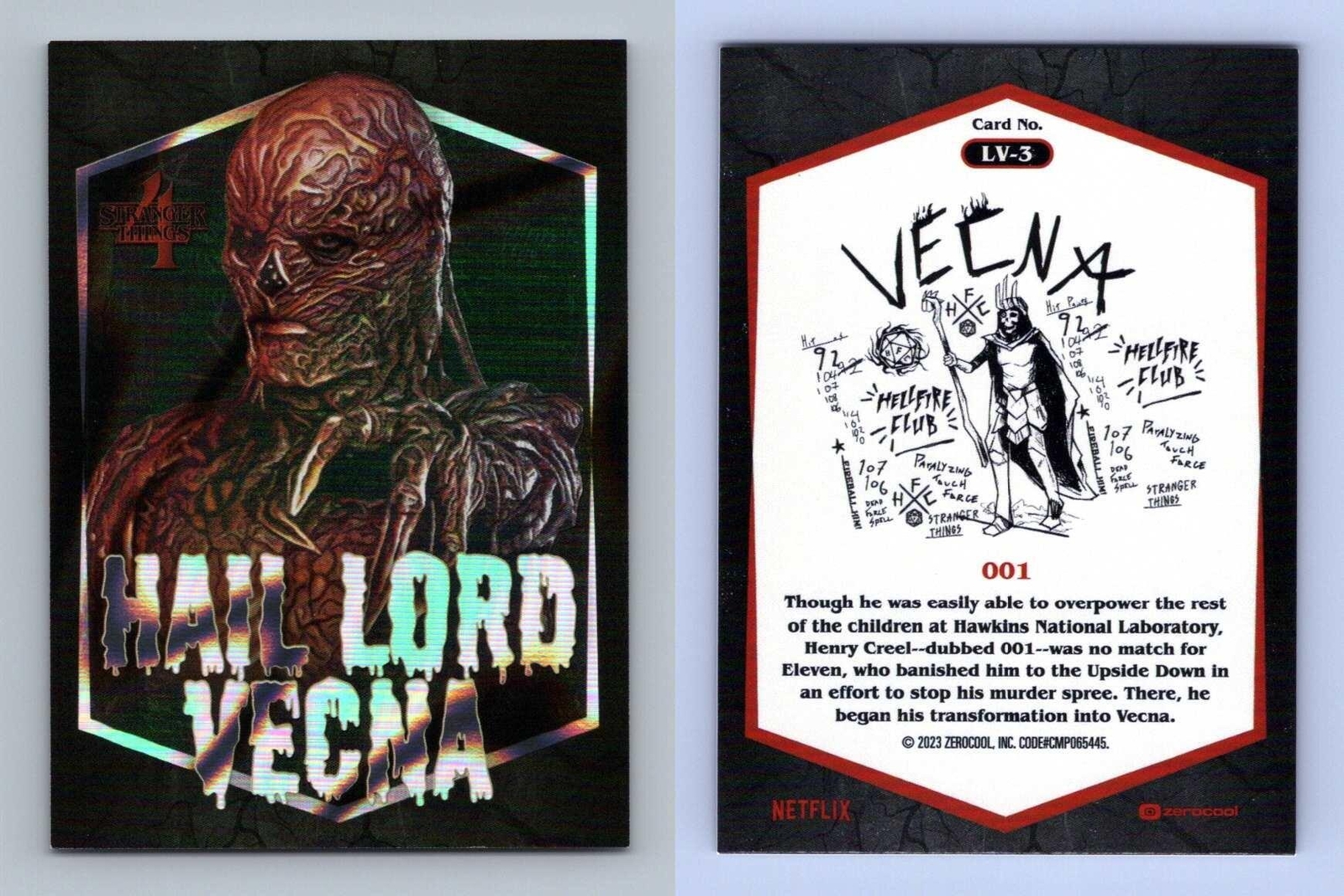 001 #LV-3 Stranger Things 4 Zerocool 2023 Hail Lord Vecna Trading Card ...