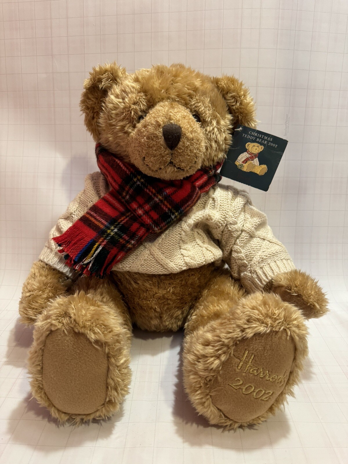 GILES HARRODS FOOT DATED CHRISTMAS TEDDY BEAR 2002 WITH TAG 13” Tall | eBay
