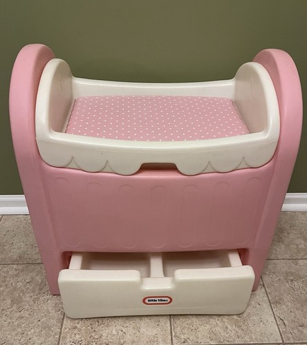 Vintage Little Tikes Pink Baby Doll Bassinet Crib Cradle Dresser ...