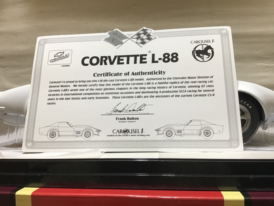 CORVETTE TEST CAR 1969 L-88 427 CAROUSEL 1 CHEVROLET 1/18 DIECAST GM ...