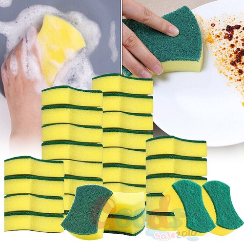 12~48 Packs Heavy Duty Scrub Sponges Washing Dishes Cleaning Kitchen ...