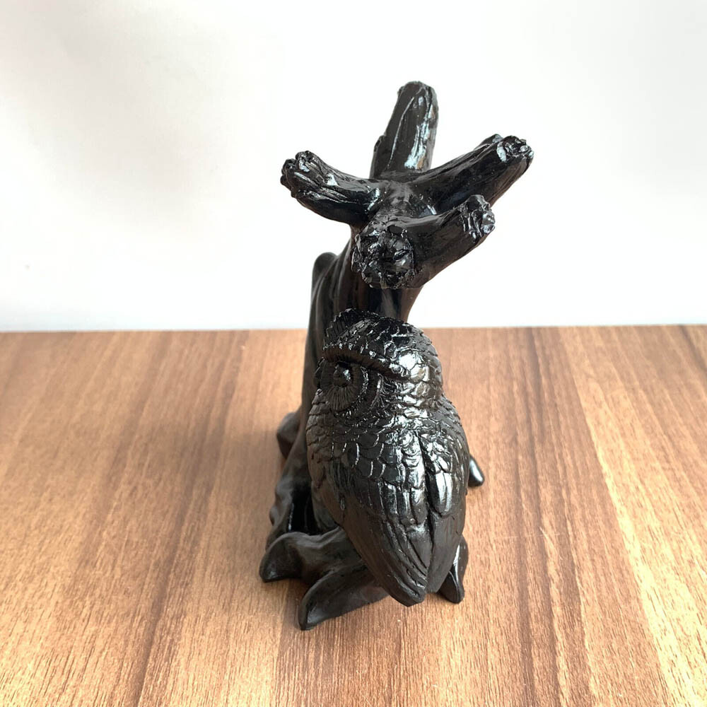 Resin Owl Sphere Holder Stand Base Natural Crystal Ball Hand Decoration ...