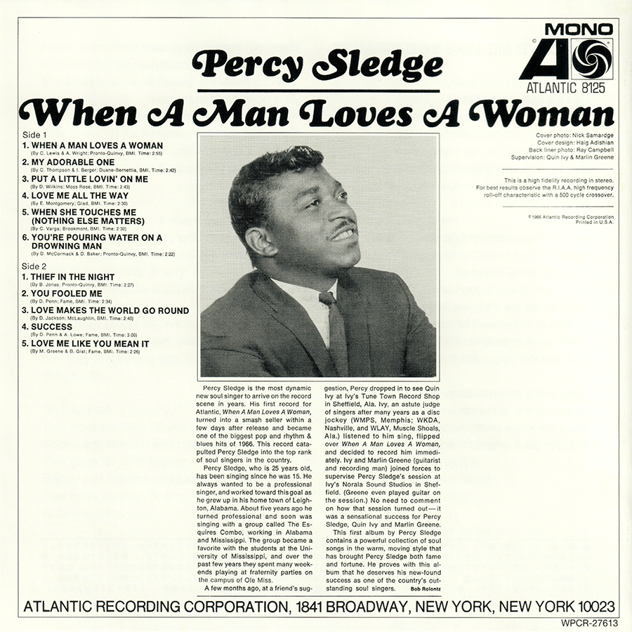 Percy Sledge ~ When A Man Loves A Woman (1966) OBI CD 2013 Warner Music ...
