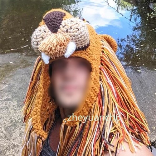 Cosplay Hand Made Knitted Woolen Cute Warm Hat Lion Hat Masks Funny Cap ...