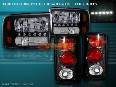 2000 - 2004 FORD EXCURSION BLACK LED HEADLIGHTS + TAIL LIGHTS COMBO | eBay