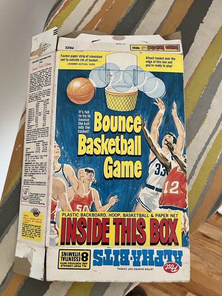 1973 POST ALPHA-BITS CEREAL BOX, BOUNCE BASKETBALL GAME | eBay