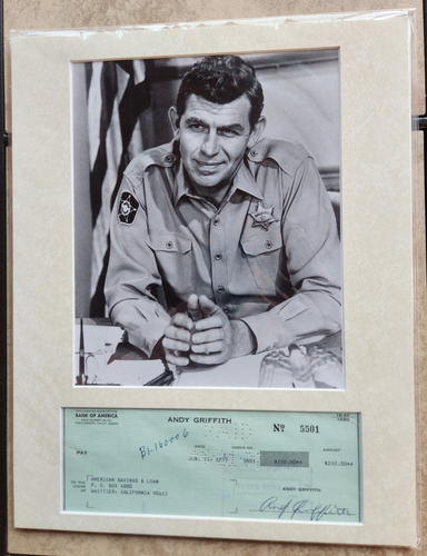 Andy Griffith Signed Check matted with photo | eBay
