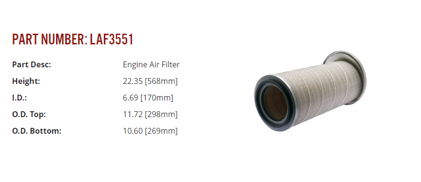 Set Of two P153551 New Air Filter For Kenworth PA2705 AF3551 LAF3551 ...