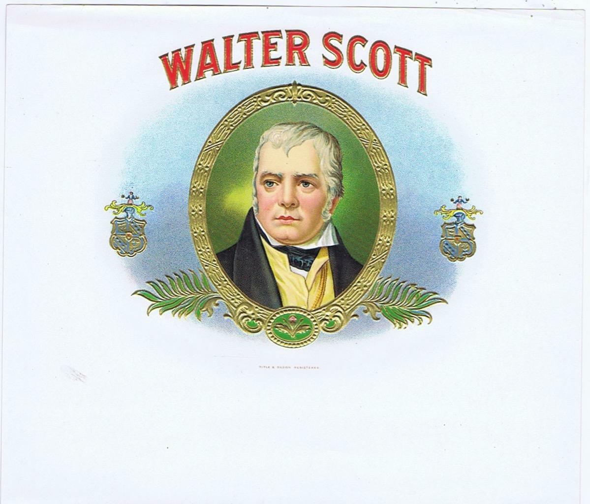 Walter Scott inner cigar box label Scottish Playwright novelist, and ...
