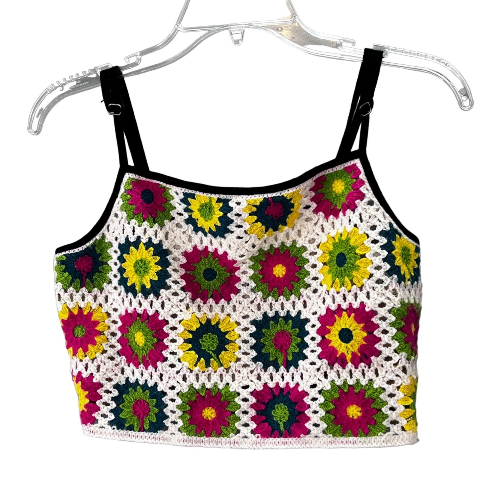 Wild Fable Crochet Granny Square Tank Cropped size M … - Gem