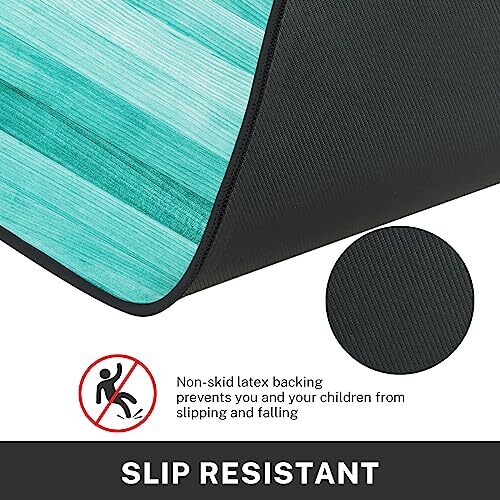 Turquoise Kitchen Rugs and Mats Non Skid Washable Set of 2 Teal Green ...