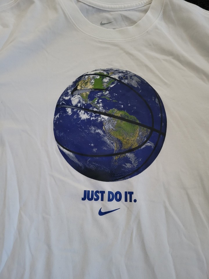 The Nike Tee Shirt Mens Medium Basketball Earth Globe Logo Blue Just Do ...
