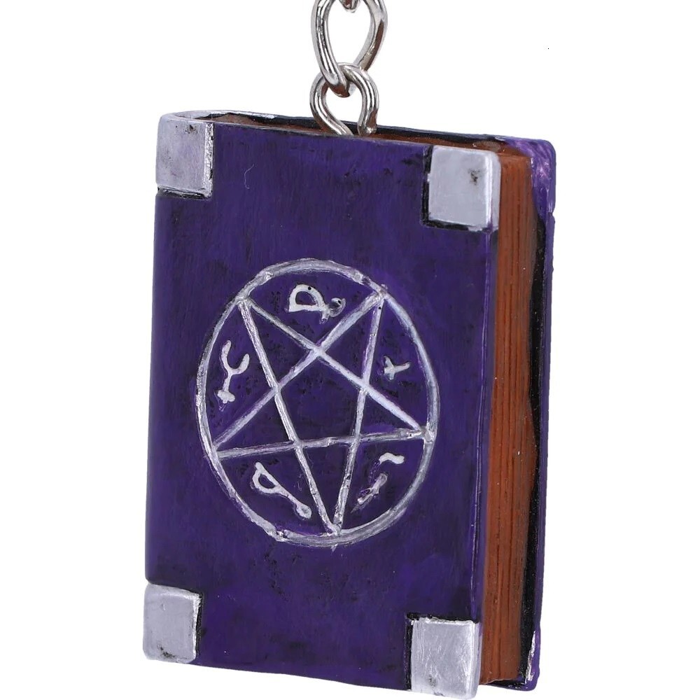 1pc Magic Spell Purple Spellbook Key Ring Keyring Chain Pentagram Witch ...