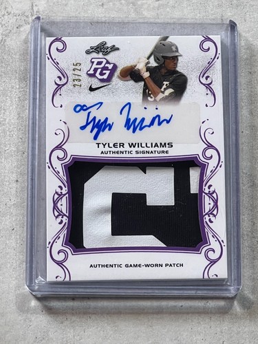 2018 Leaf Perfect Game Tyler Williams SP PW Patch Auto Purple /25 #PA ...