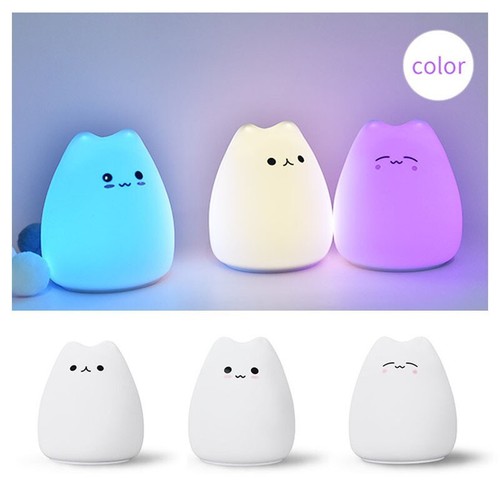 Switch and Tap Control Cat LED Night Light for Baby Kids Room 7 Color ...