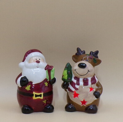 Santa Claus and Reindeer LED Table Decor 3.25"x5.25" New Evergreen ...