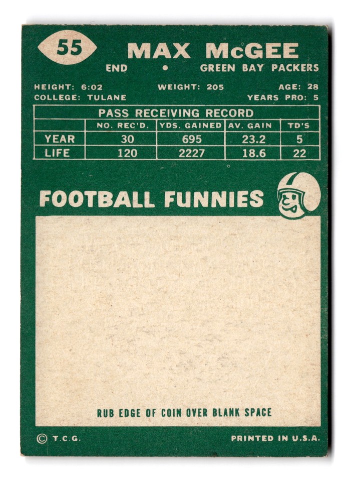 1960 Topps #55 Max McGee | eBay