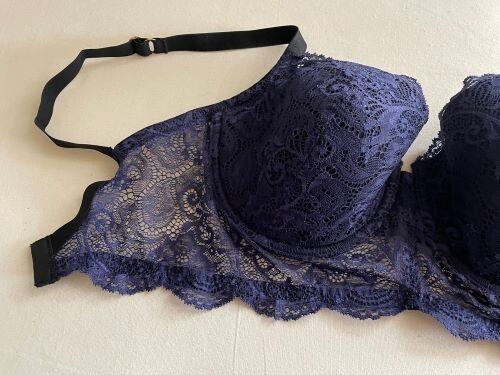 Third Love Lace Long Line Balconette Bra - Evening Blue & Black - 32F ...
