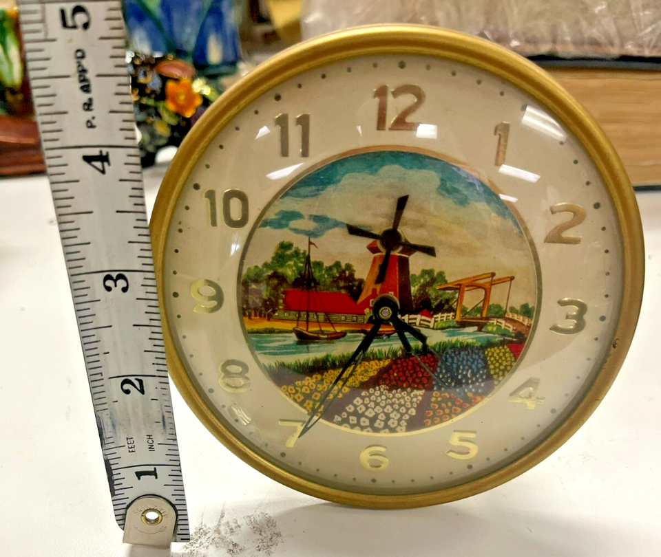 VTG Danish Wind-up Table Top Windmill Mechanical Clock w/ Moving Blades ...