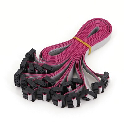 10Pcs IDC 2x5 10Pin Female Pitch 2.54mm Flat Ribbon 50cm Cable Wire ...