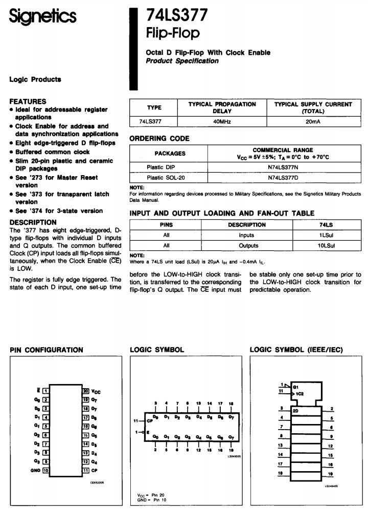 74LS377 (SN74LS377N) D Flip-Flop LS Series 74LS377 IC (3 pieces) | eBay UK