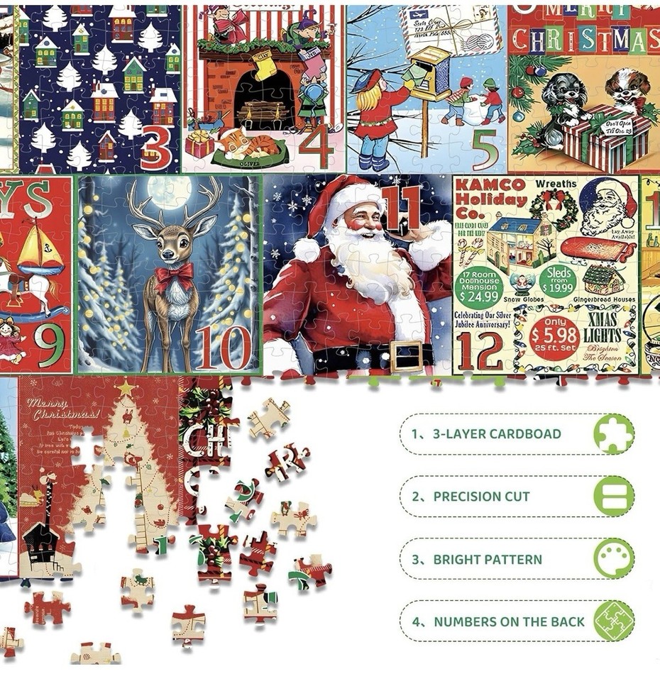 The Jigsaw Puzzle Advent Calendar Countdown to Christmas 1008 Pieces | eBay