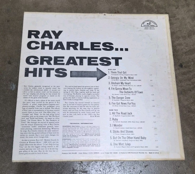 Ray Charles - Greatest Hits 1962 ABC-Paramount ABCS-415 R&B/Soul Vinyl ...