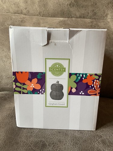 NEW!! Rare Scentsy GINGHAM GOURD Wax Warmer Fall-Autumn Black/White ...