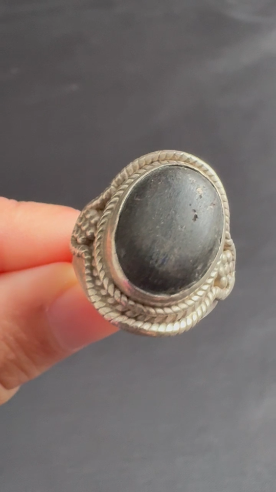 Vintage Silver Volcanic Stone Ring Handmade Filigree Ring Size 10 US | eBay