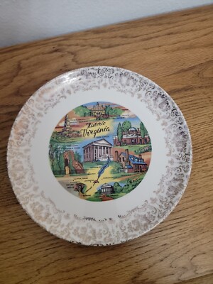 Vintage Historic Virginia Souvenir Plate Trimmed In 22 K Gold | eBay