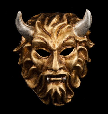 Venetian Mask - Golden And Silver Devil - Carnival - In Papier Mâché ...