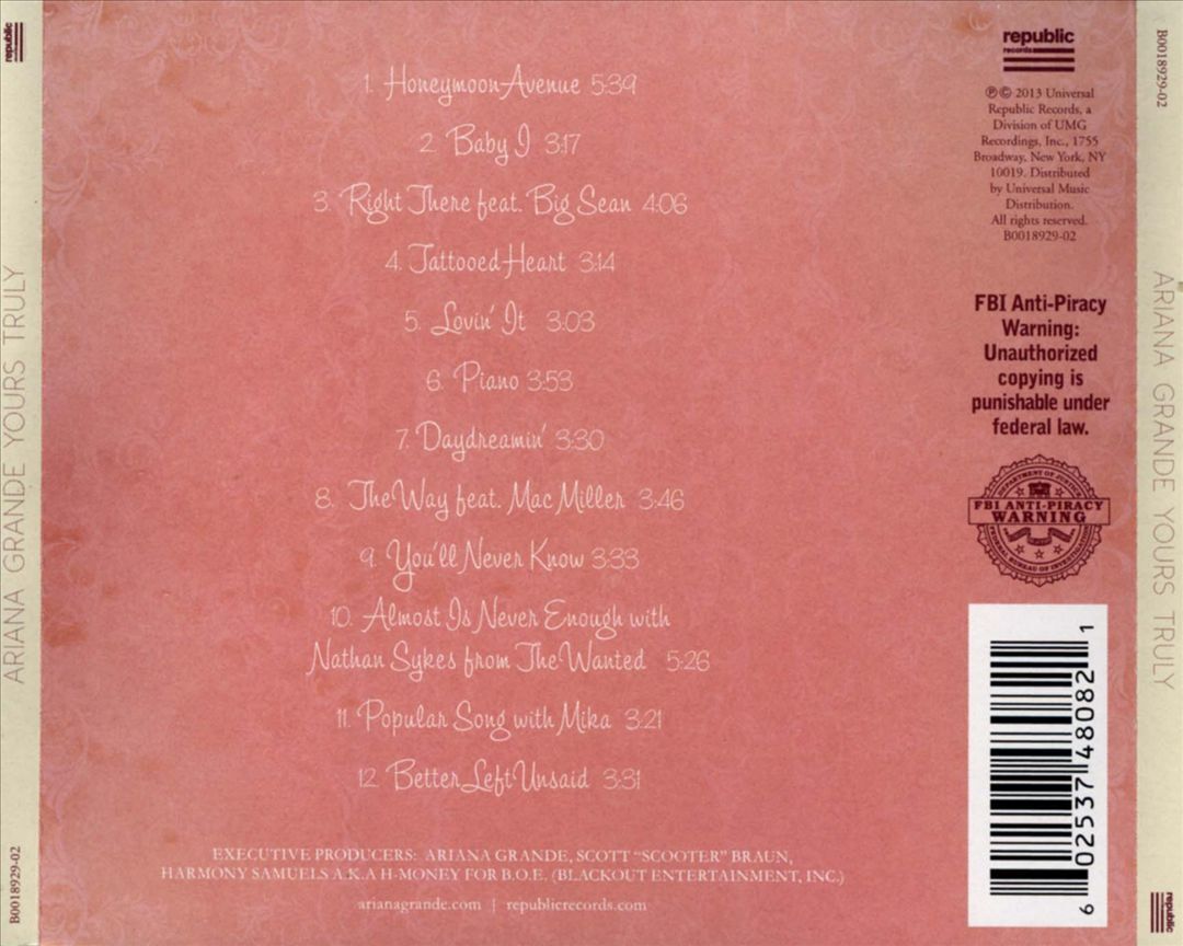 Ariana Grande Yours Truly Album