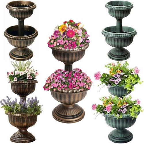 2 Tier Garden Planter Herb Flowers Patio Display Stable Base Outdoor ...