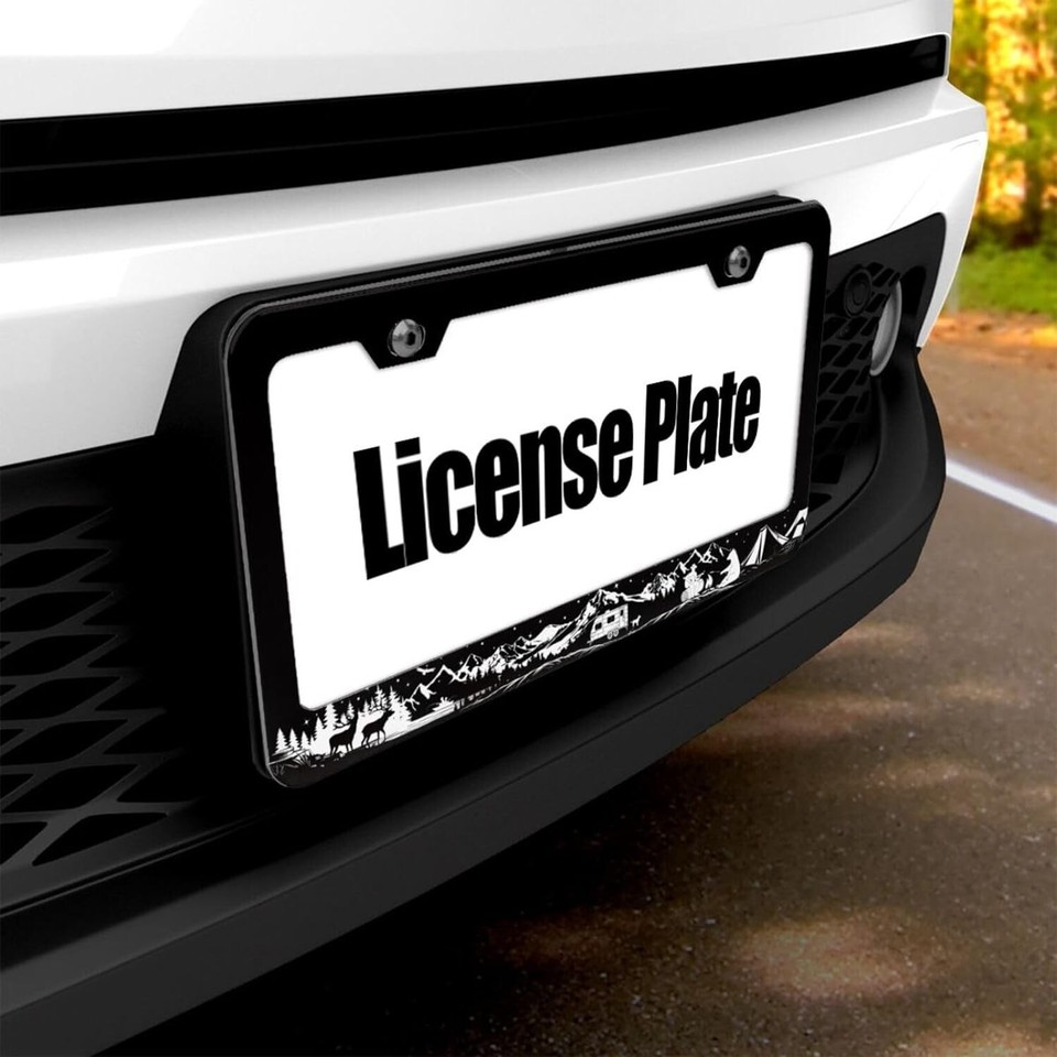 Camping License Plate Frame Mountains - Adventure Metal License Plate ...