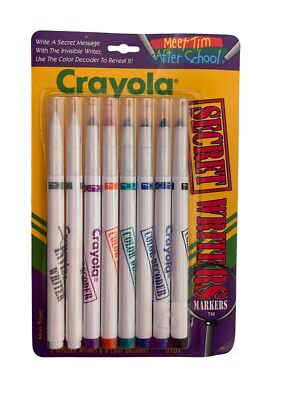 HTF Vintage 1993 Crayola SECRET WRITERS Thin Markers 8 Pack Invisible ...
