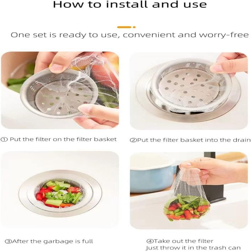 200 PCS Polyester Sink Drain Strainer Kitchen Food Waste Leftover ...