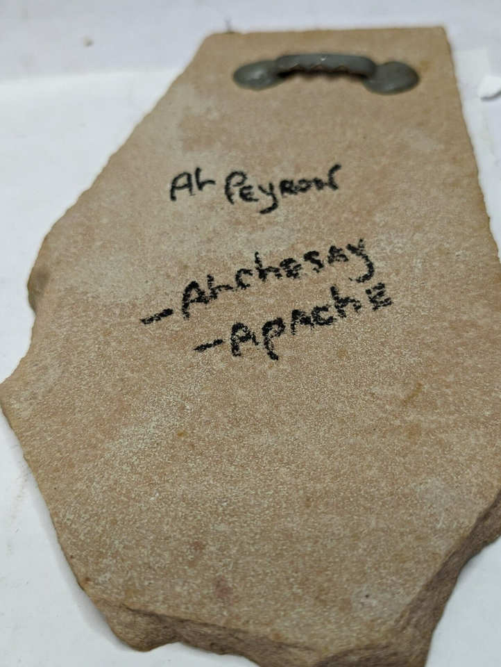 Unusual Vintage Sand Art Native American Apache Warrior Image On Rock ...