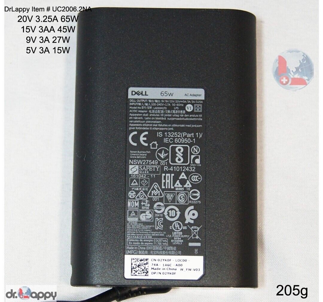 65W USB-C Type-C AC Adapter Charger for Dell Latitude 3310 Rugged 7330 ...