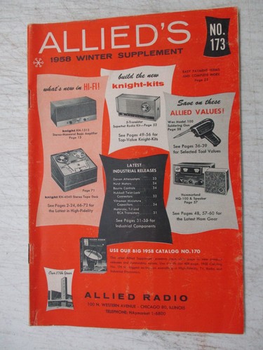 VINTAGE ALLIED RADIO CATALOG 173 1958 ELECTRONICS RECORD PLAYERS STEROS ...