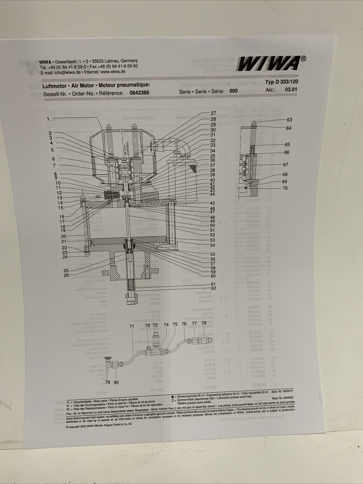 WIWA Spray Pump Repair Parts Seal Kit OR# 0640900 0640899 Made In ...